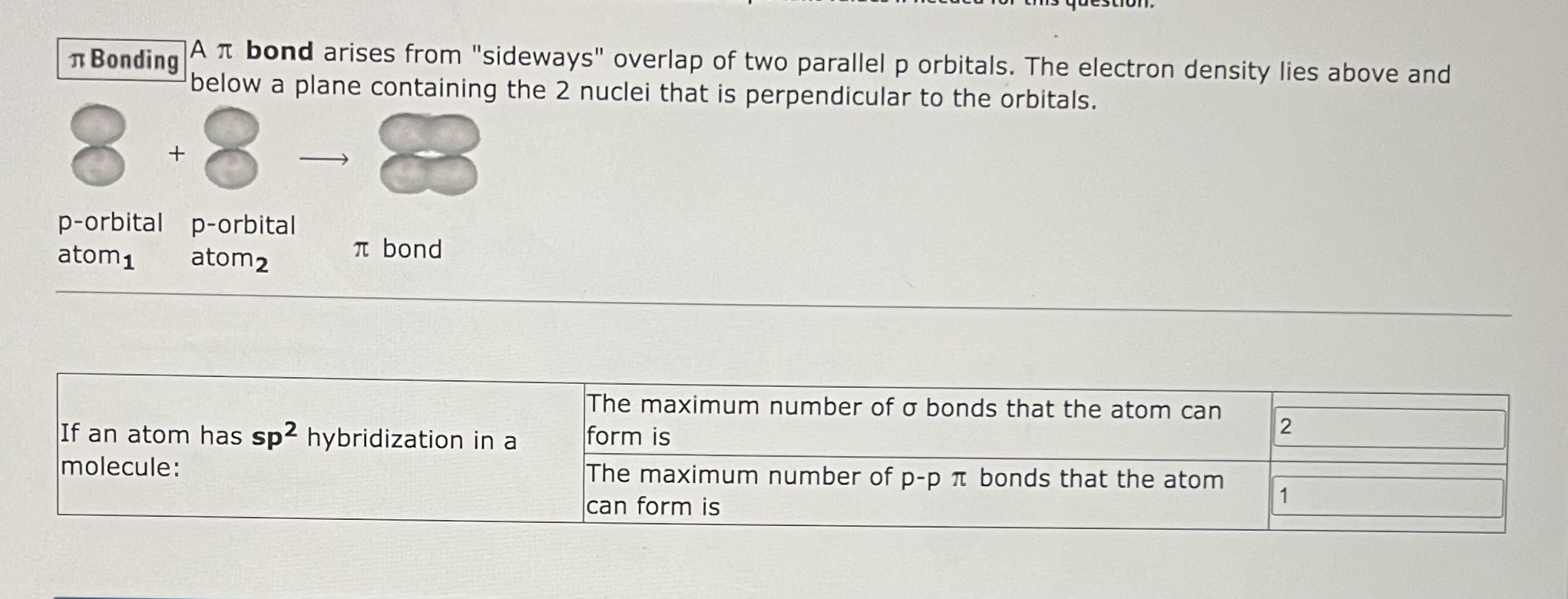 Solved π Bonding A bond arises from "sideways" overlap of | Chegg.com