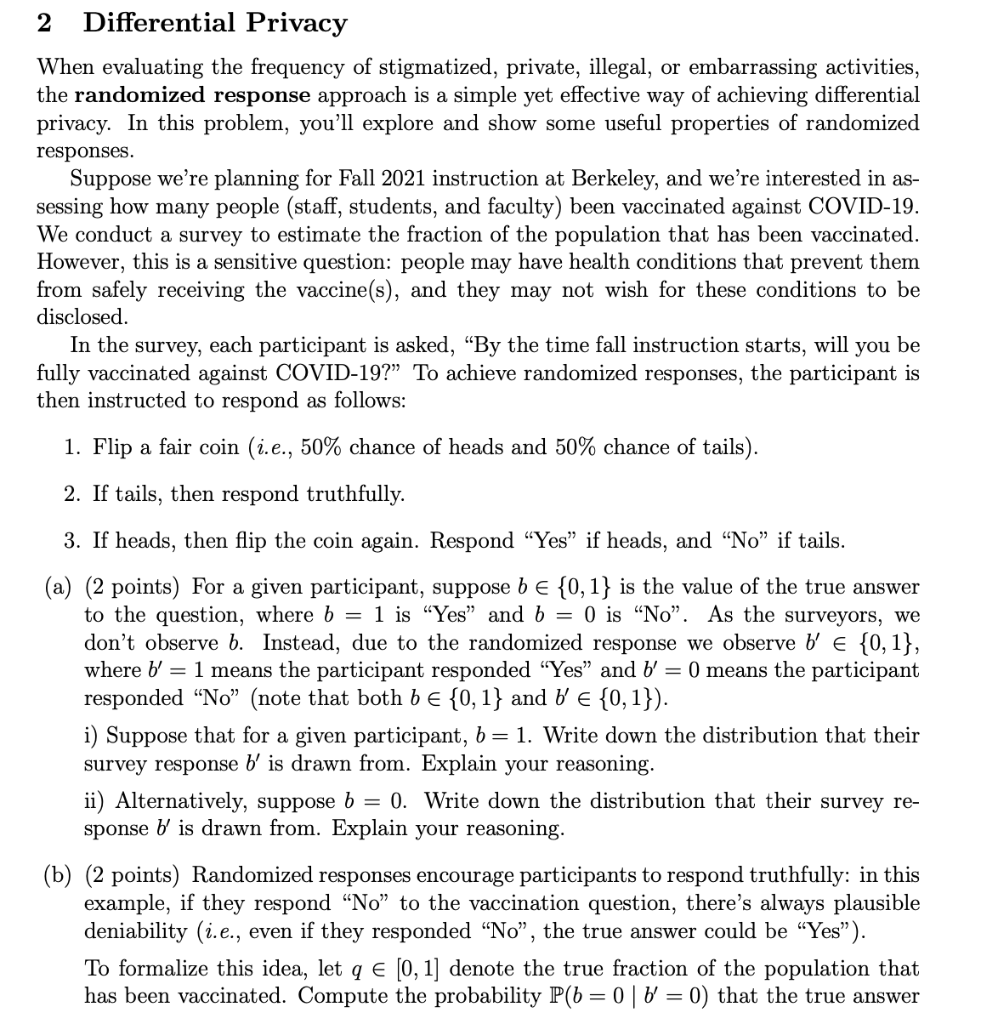 2 Differential Privacy When evaluating the frequency | Chegg.com