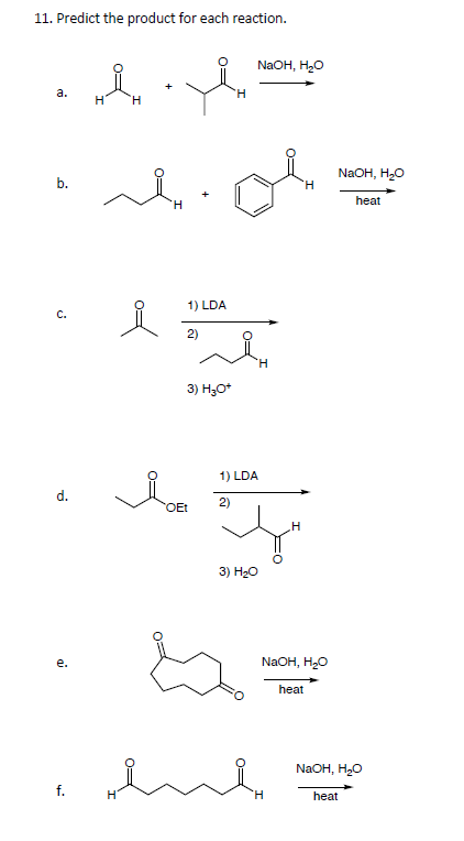 11. ﻿Predict the product for each reaction. a. ﻿b. | Chegg.com