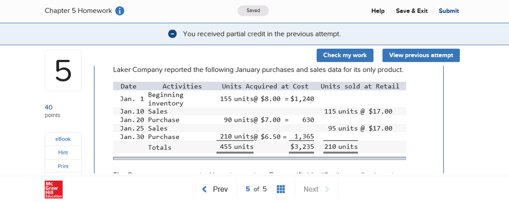 Solved Chapter 5 Homework Saved Help Save & Exit Submit You | Chegg.com