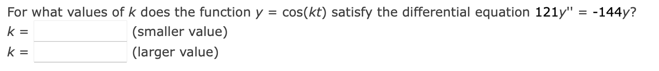 Solved For What Values Of K Does The Function Y Cos Kt