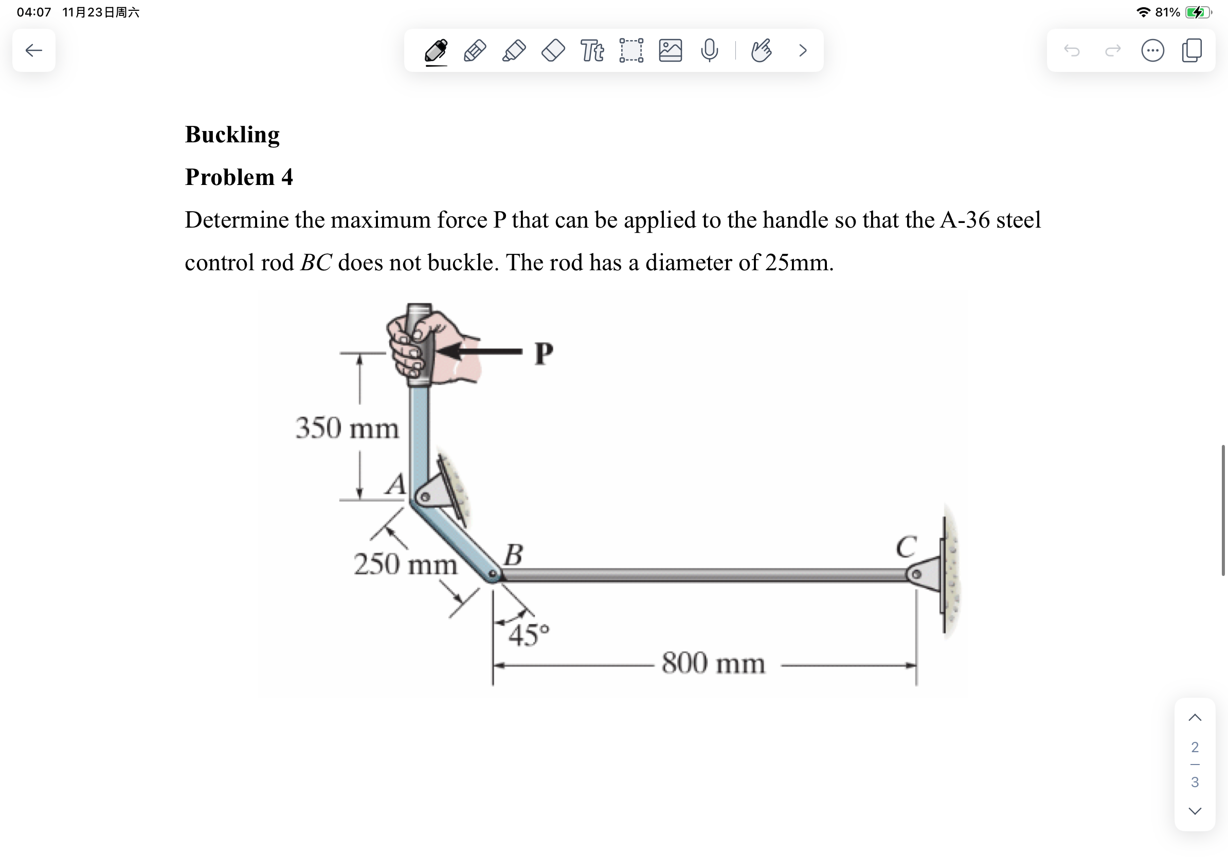 Solved BucklingProblem 4Determine the maximum force P that | Chegg.com