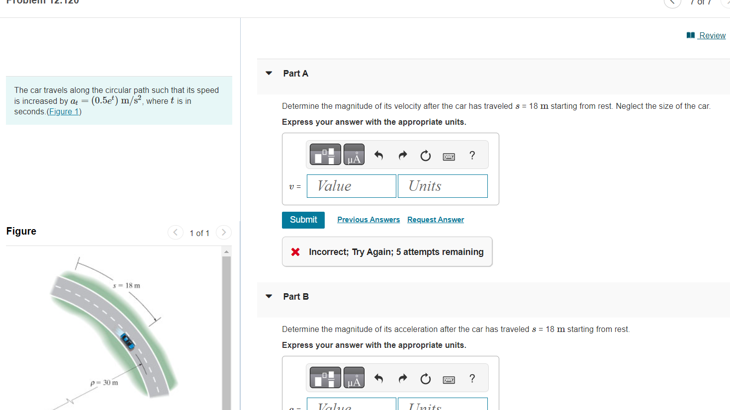 Solved The car travels along the circular path such that its | Chegg.com