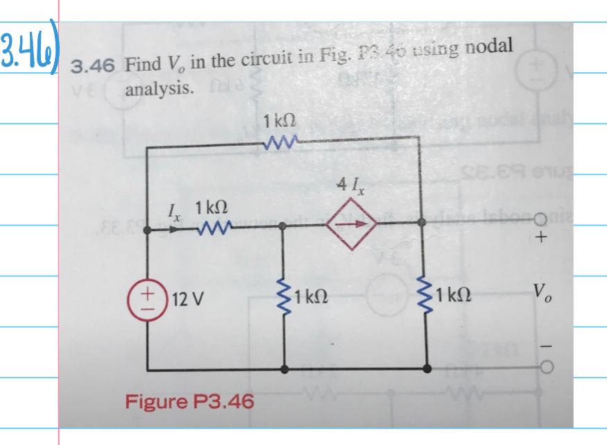 Solved 3.46 Find Vo in the circuit in Fig. P3 40 :ising | Chegg.com
