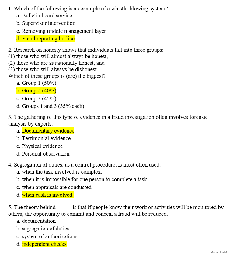 Solved 1. Which of the following is an example of a | Chegg.com