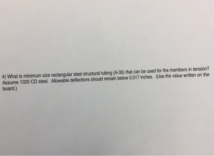 4) What is minimum size rectangular steel structural | Chegg.com