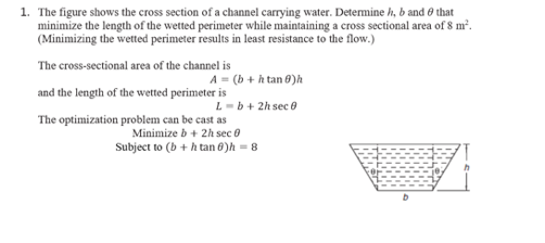 Solved 1. The figure shows the cross section of a channel | Chegg.com