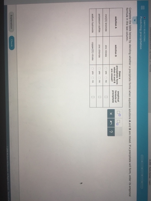 Solved SIMPLE REACTIONS Predicting precipitation Complete | Chegg.com