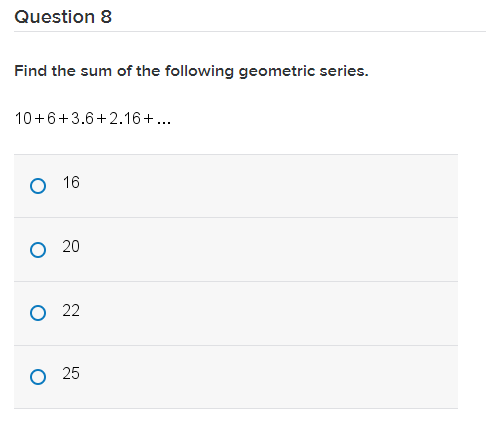 Solved Question 8 Find the sum of the following geometric | Chegg.com