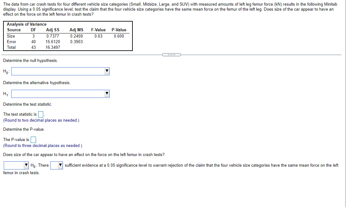 Solved The Data From Car Crash Tests For Four Different Chegg