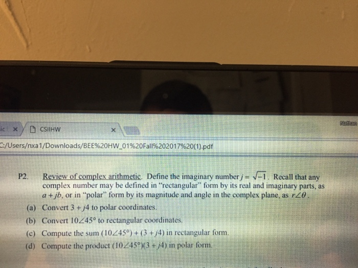 Solved Define the imaginary number j = Squareroot -1. Recall | Chegg.com