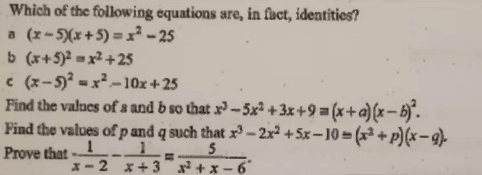 Solved Which of the following equations are, in fact, | Chegg.com