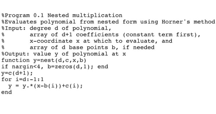 Solved Write A Script M File That Calls The Function Nest0
