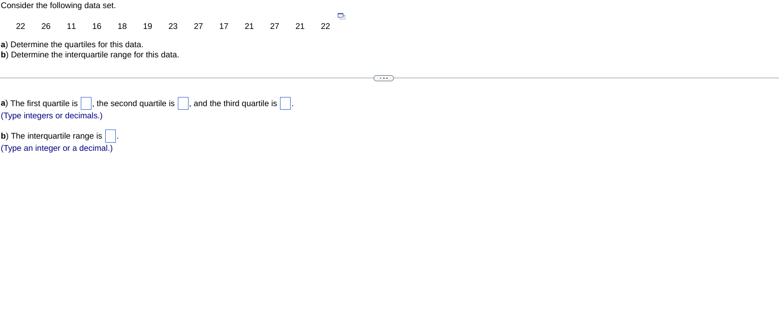 Solved a) The first quartile is , the second quartile is , | Chegg.com