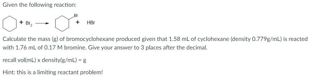 Solved Given the following reaction: Br + + Bri HBT | Chegg.com