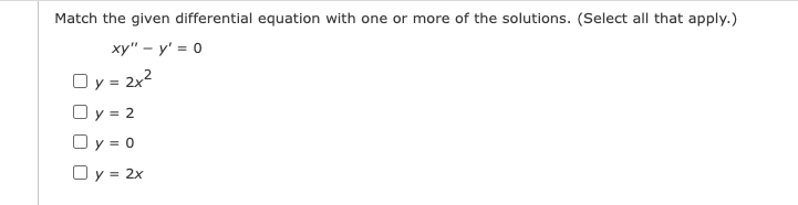 Solved Match the given differential equation with one or | Chegg.com