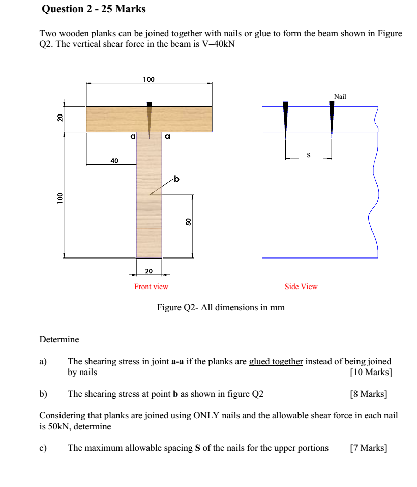 Solved Question 2 - 25 Marks Two wooden planks can be joined | Chegg.com