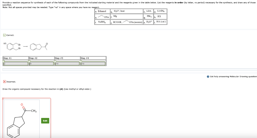 Solved Problem 18.26c-d Starting from ethyl acetoacetate in | Chegg.com