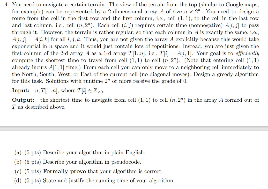 Solved 4. You need to navigate a certain terrain. The view | Chegg.com