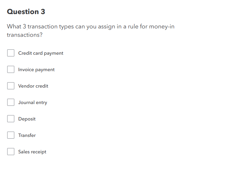 Solved What 3 transaction types can you assign in a rule for | Chegg.com