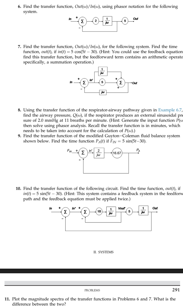 Solved 6. Find the transfer function, Out(m)/In(w), using | Chegg.com