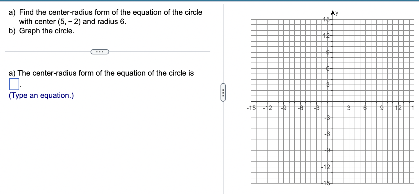 Solved a) Find the center-radius form of the equation of the | Chegg.com