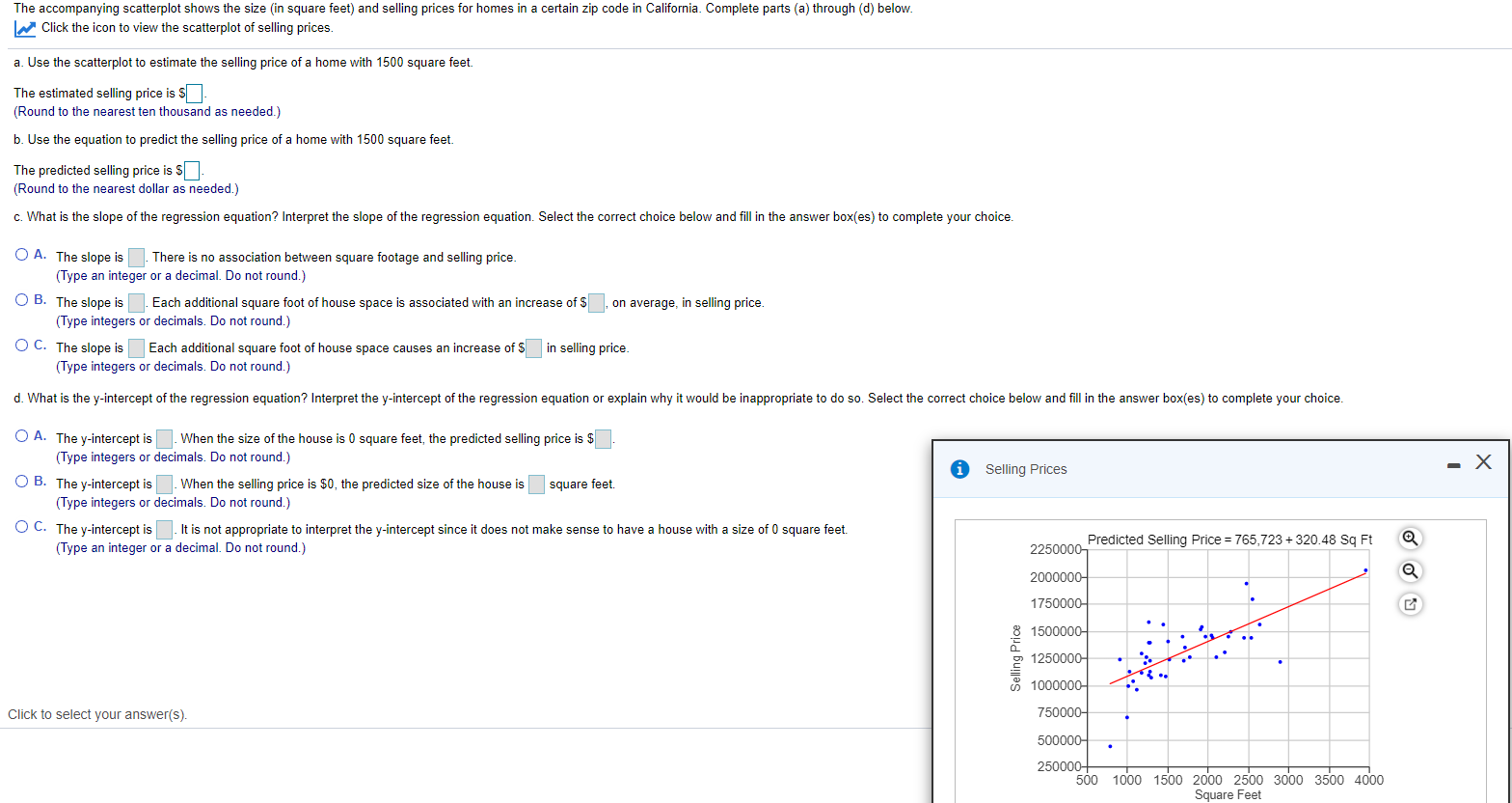 Solved The accompanying scatterplot shows the size (in | Chegg.com