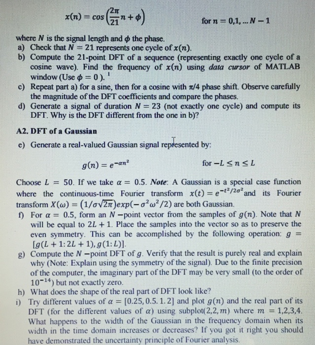 Part A computation of DFTl The following function | Chegg.com