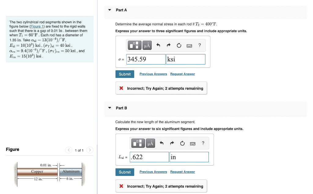 Solved × Incorrect; Try Again; 2 attempts remaining Part B | Chegg.com
