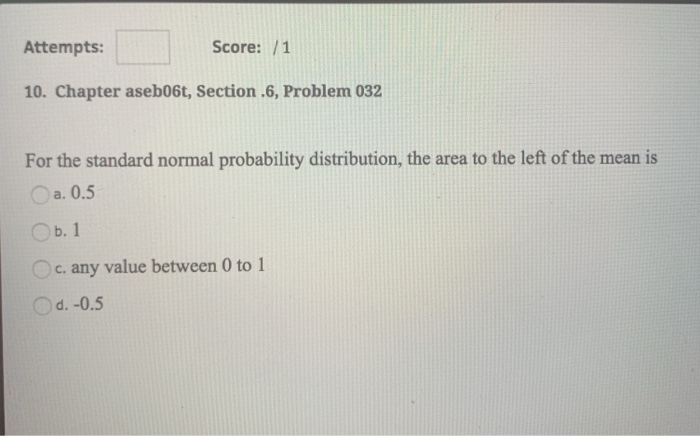 Solved Attempts: Score:/1 10. Chapter aseb06t, Section .6, | Chegg.com Solved Attempts: Score:/1 10. Chapter aseb06t, Section .6, | Chegg.com