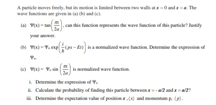Solved A particle moves freely, but its motion is limited | Chegg.com
