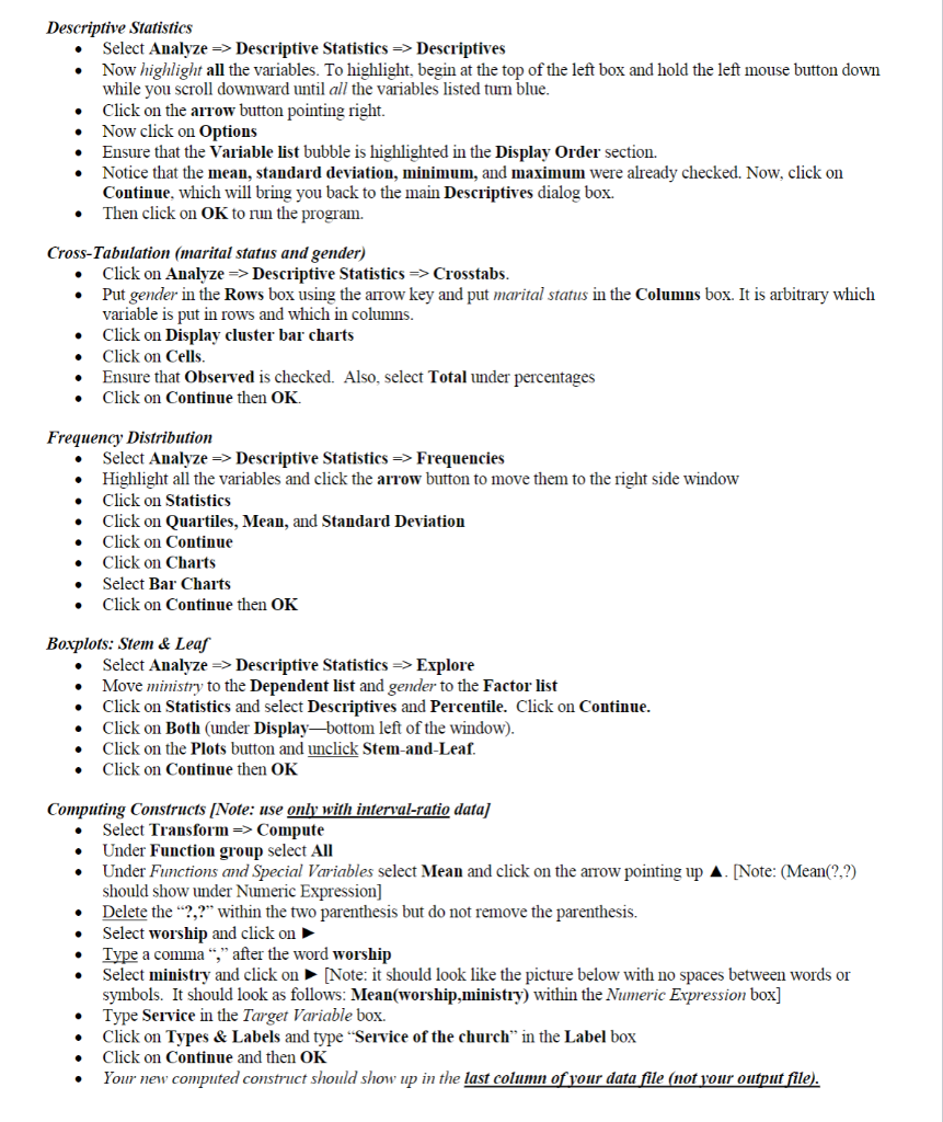 SPSS Commands: Editing, Coding, Descriptive | Chegg.com