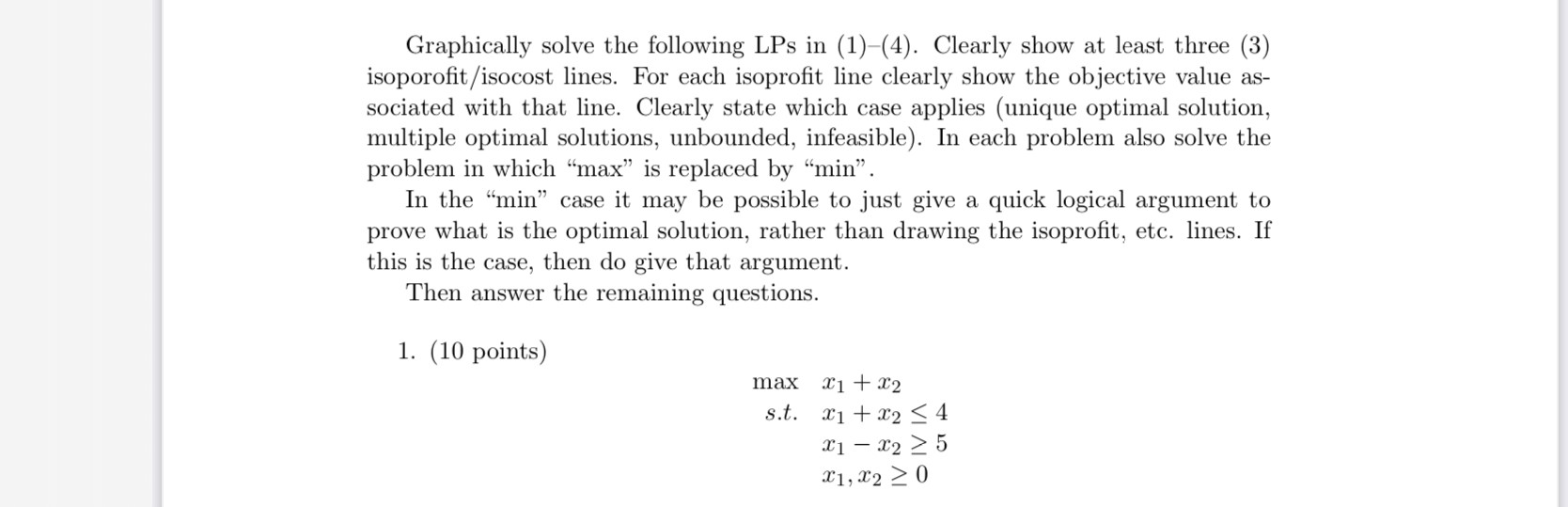 Solved Graphically solve the following LPs in (1)-(4). | Chegg.com