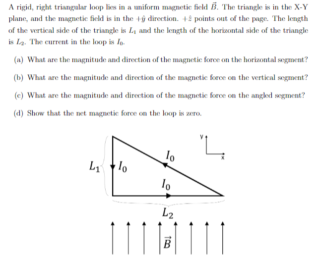 Solved A rigid, right triangular loop lies in a uniform | Chegg.com