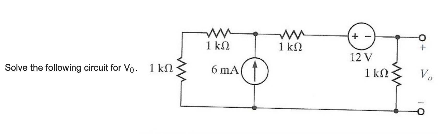Solved Solve the following circuit for V0. | Chegg.com