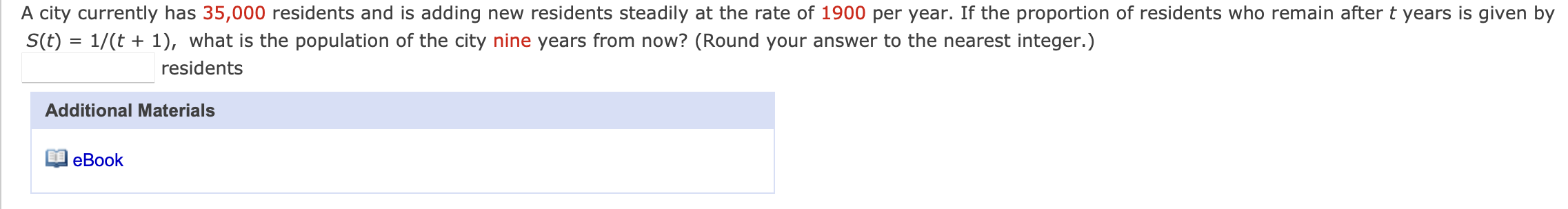 Solved A city currently has 35,000 residents and is adding | Chegg.com