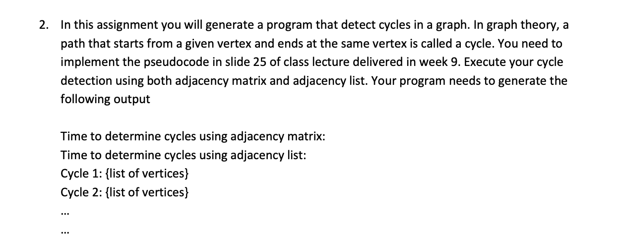 2. In this assignment you will generate a program | Chegg.com