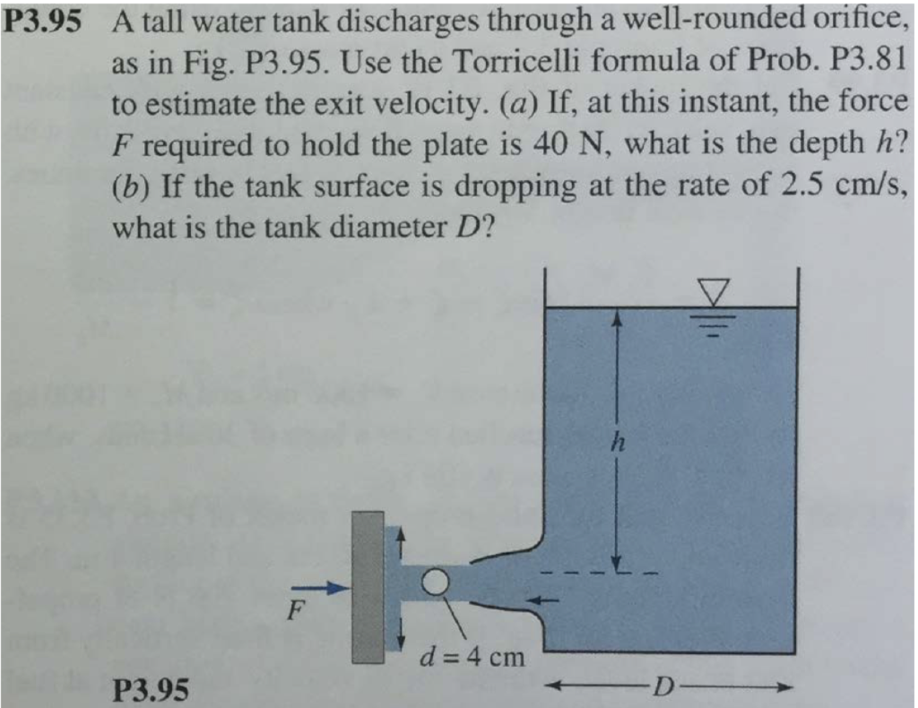 Solved P3.95 A tall water tank discharges through a | Chegg.com