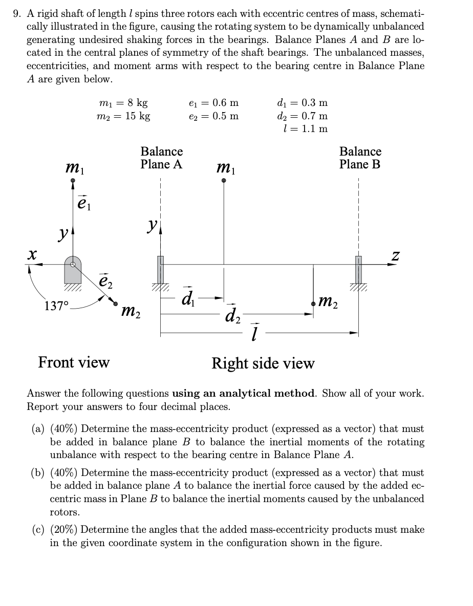 Solved 9. A rigid shaft of length 1 spins three rotors each | Chegg.com