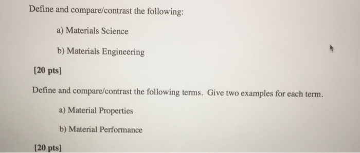 Solved Define and compare/contrast the following: a) | Chegg.com