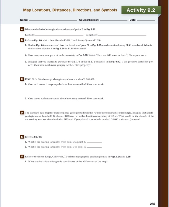 Map Locations, Distances, Directions, and Symbols | Chegg.com