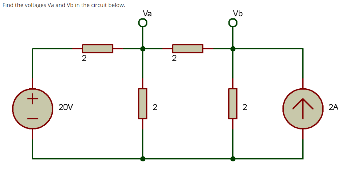Solved Find the voltages Va and Vb in the circuit below. Va | Chegg.com