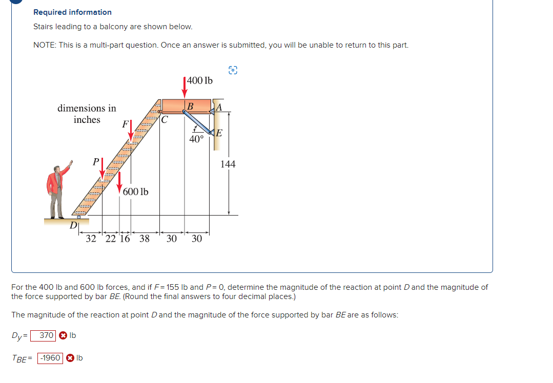 Solved Required information Stairs leading to a balcony are | Chegg.com