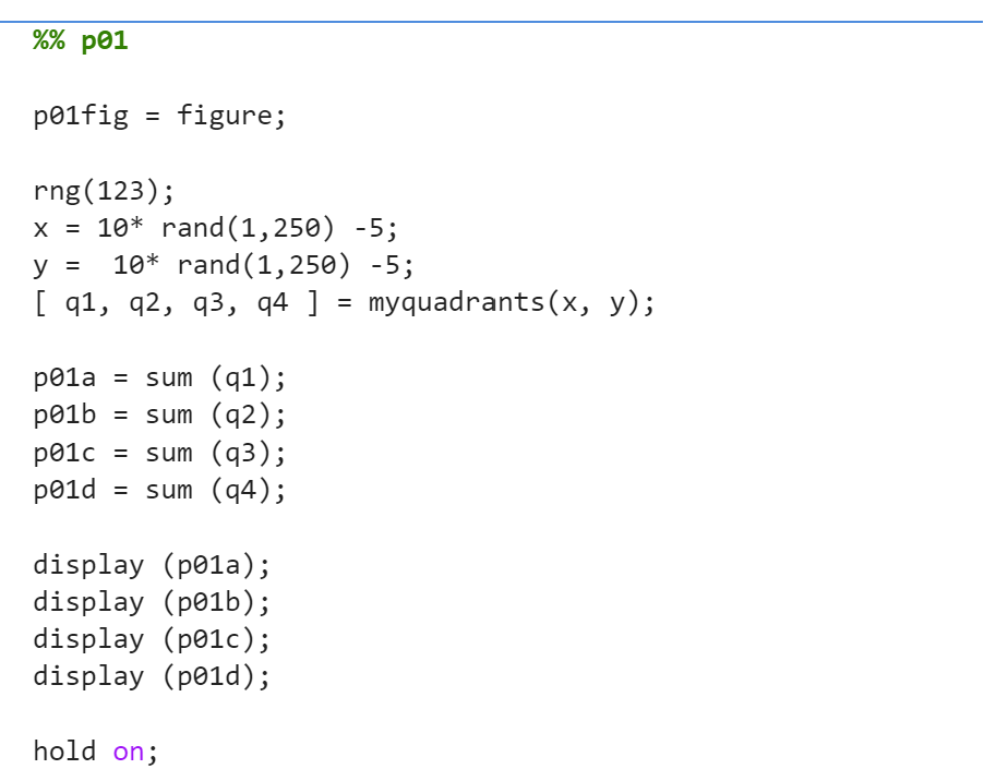 Solved %% p01 p01fig = figure; rng(123); x=10∗ rand | Chegg.com