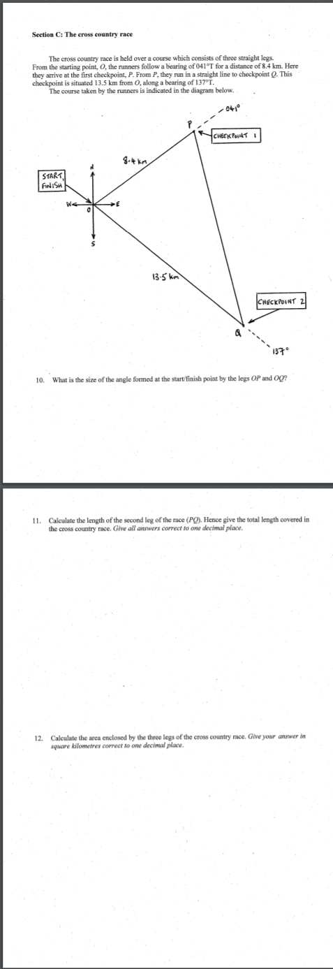 Solved Section C: The cross country race The cross country | Chegg.com