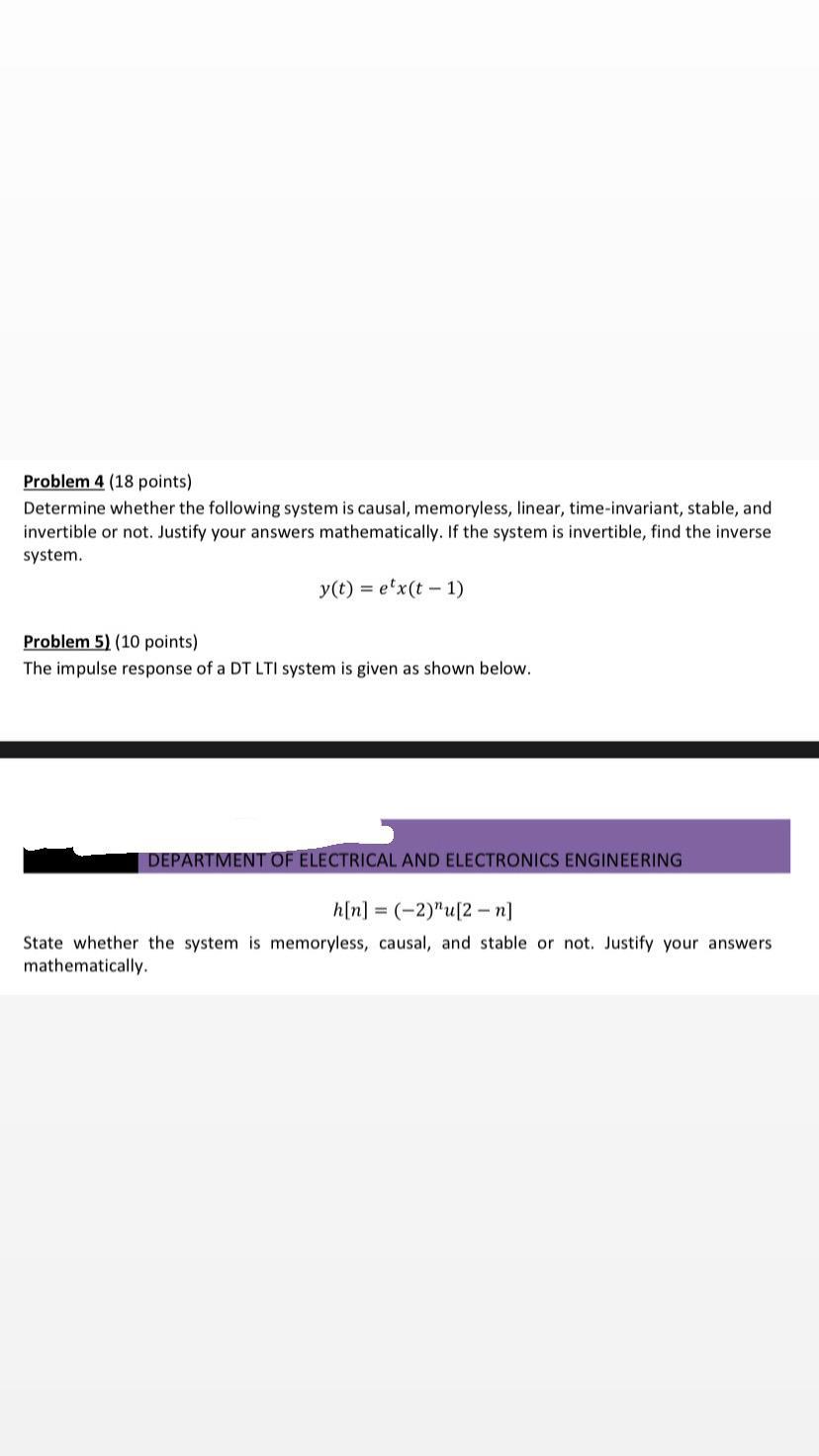 Solved Problem 4 (18 points) Determine whether the following | Chegg.com