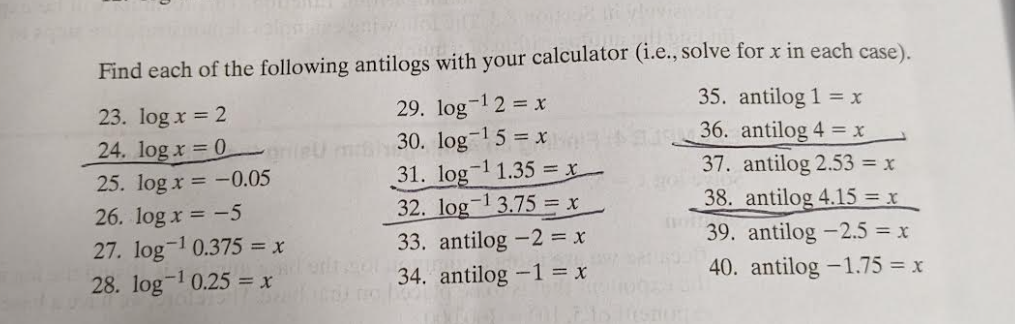 Solved Find each of the following antilogs with your | Chegg.com