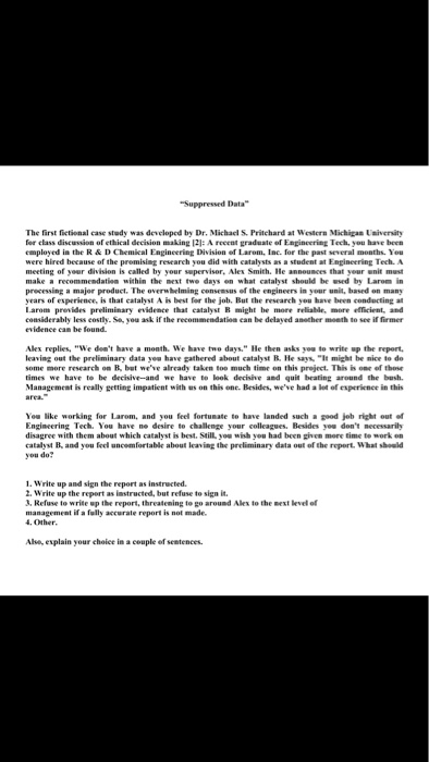 Solved The first fictional case study was developed by Dr. | Chegg.com