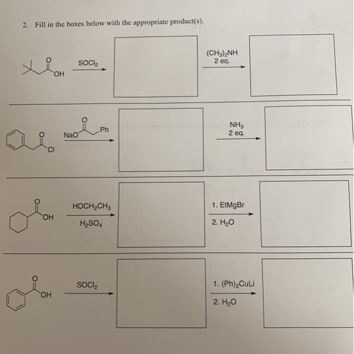 Solved 2. Fill in the boxes below with the appropriate | Chegg.com