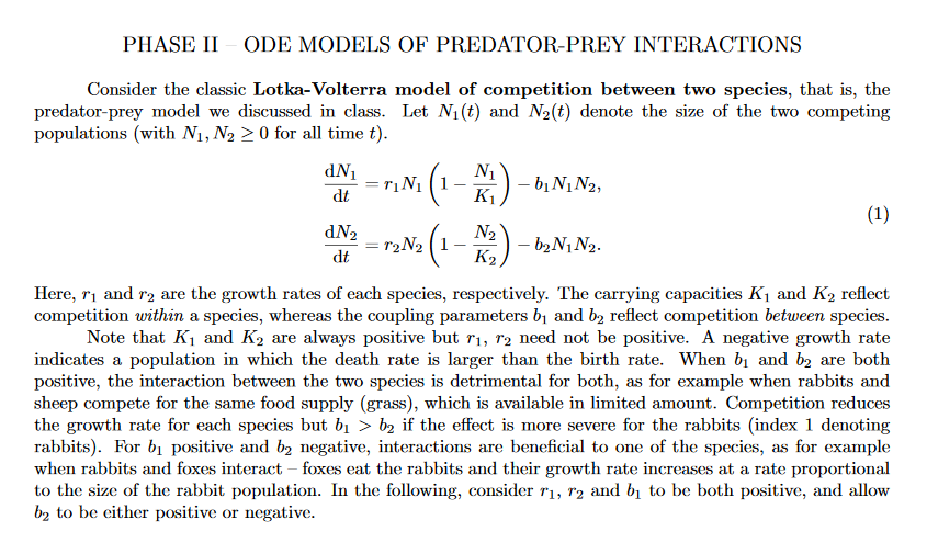 Solved PHASE II – ODE MODELS OF PREDATOR-PREY INTERACTIONS | Chegg.com